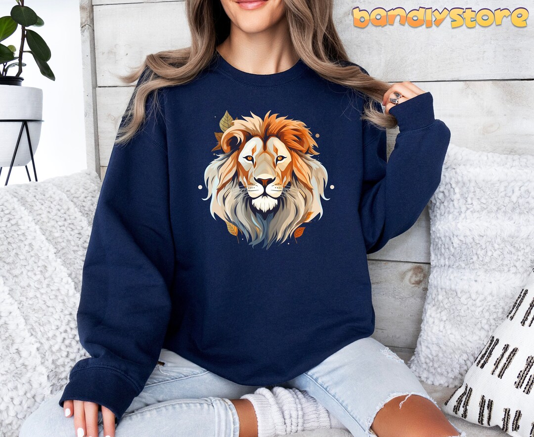 Majestic Lion Sweatshirt | Lion Crewneck, Animal Lover Sweatshirt, Zoo ...