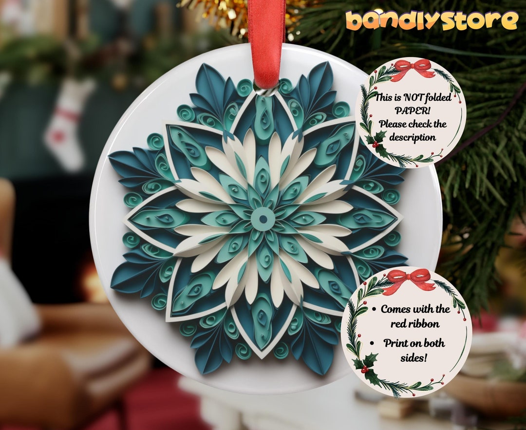 Snowflake Christmas Ornament | Acrylic 3D Paper Art Style Snowflake ...
