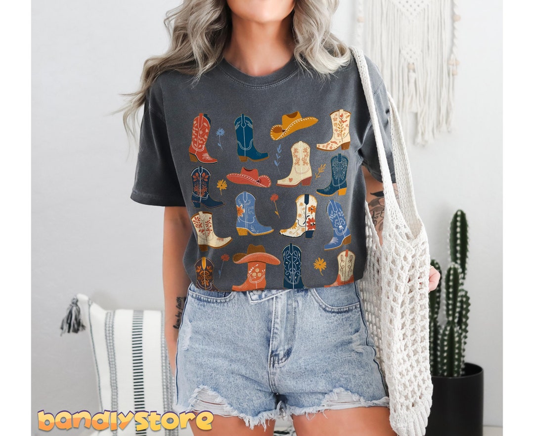 Boho Cowgirl Boots Tshirt Comfort Colors Country Concert Shirt, Western ...