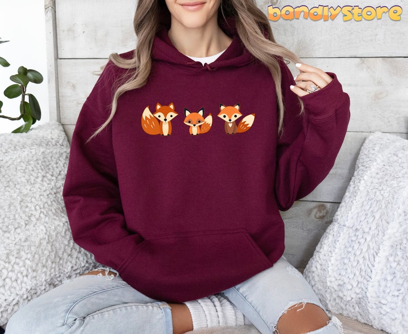 Cute Foxes Hoodie | Fox Hoodie, Fox Sweater, Cute Animal Hoodie, Fox ...
