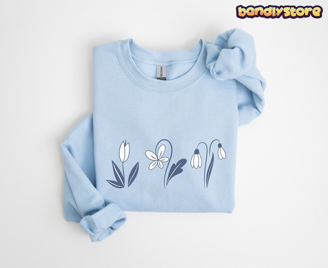 Monochromatic Spring Flowers Sweatshirt | Spring Flowers Sweatshirt ...