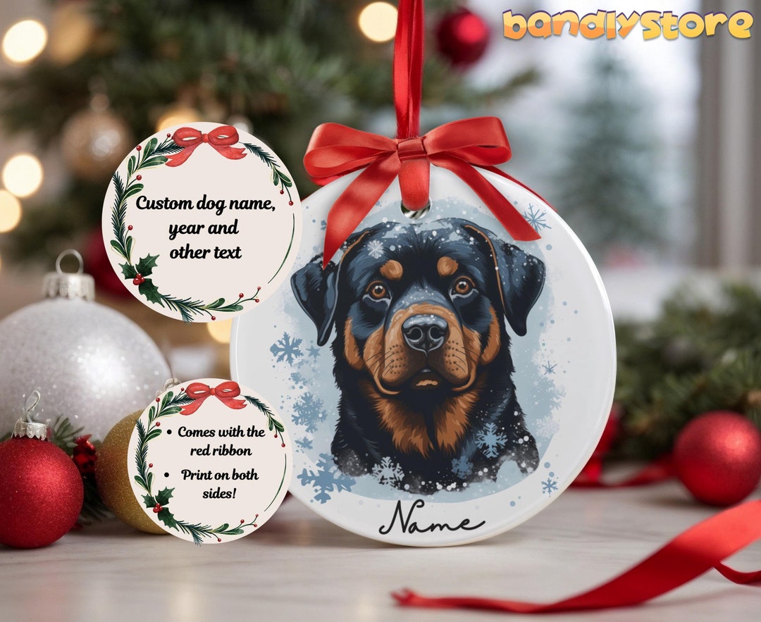 Rottweiler Christmas Ornament | Custom Name Rottweiler Ornament ...