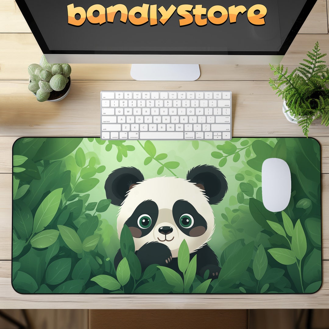 Cute Kawaii Panda Desk Mat | Panda Desk Mat, Cute Green Desk Mat ...