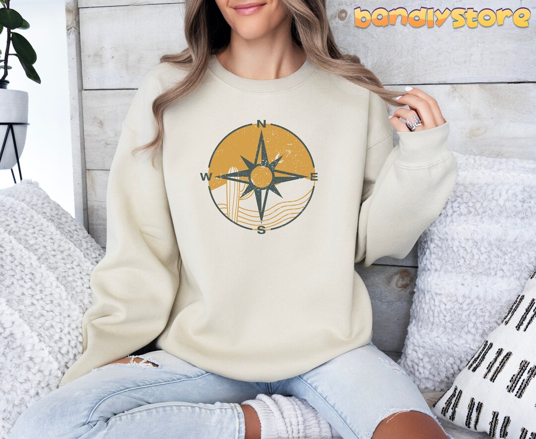 Retro Distressed Compass Sweatshirt | Abstract Desert Sweatshirt ...