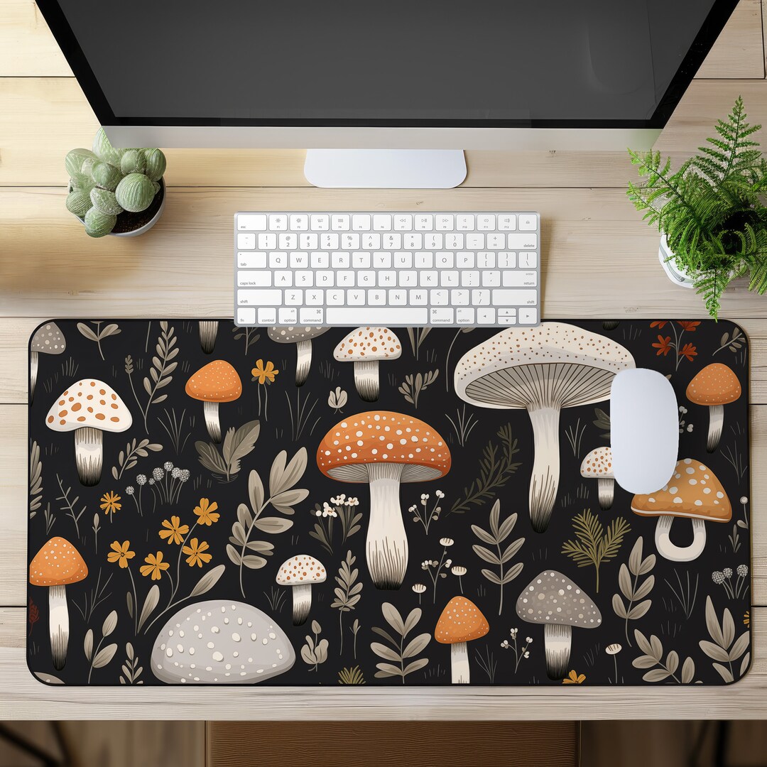 Cute Mushroom Desk Mat | Shroom Desk Mat, Neoprene Gaming Mat, Extended ...