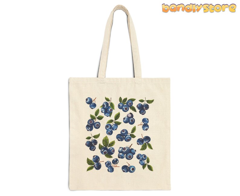Blueberry Print Tote Bag: Cottagecore Summer Berries Canvas Bag for ...
