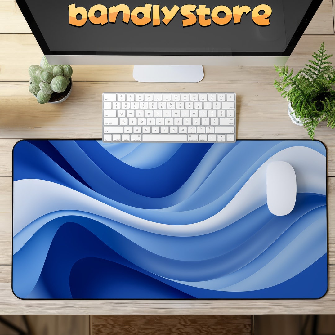 Abstract Blue Ocean Desk Mat | Water Desk Mat, Office Accessory, Large ...