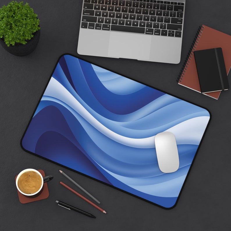 Abstract Blue Ocean Desk Mat | Water Desk Mat, Office Accessory, Large ...