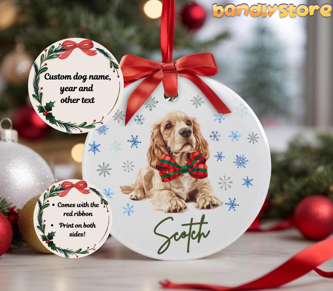 Personalized Cocker Spaniel Christmas Ornament | Custom Name Cocker ...