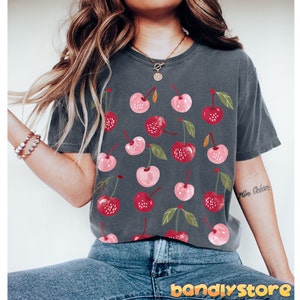 Cute Cherry Tshirt | Comfort Colors Summer Cherry Shirt, Cottagecore ...