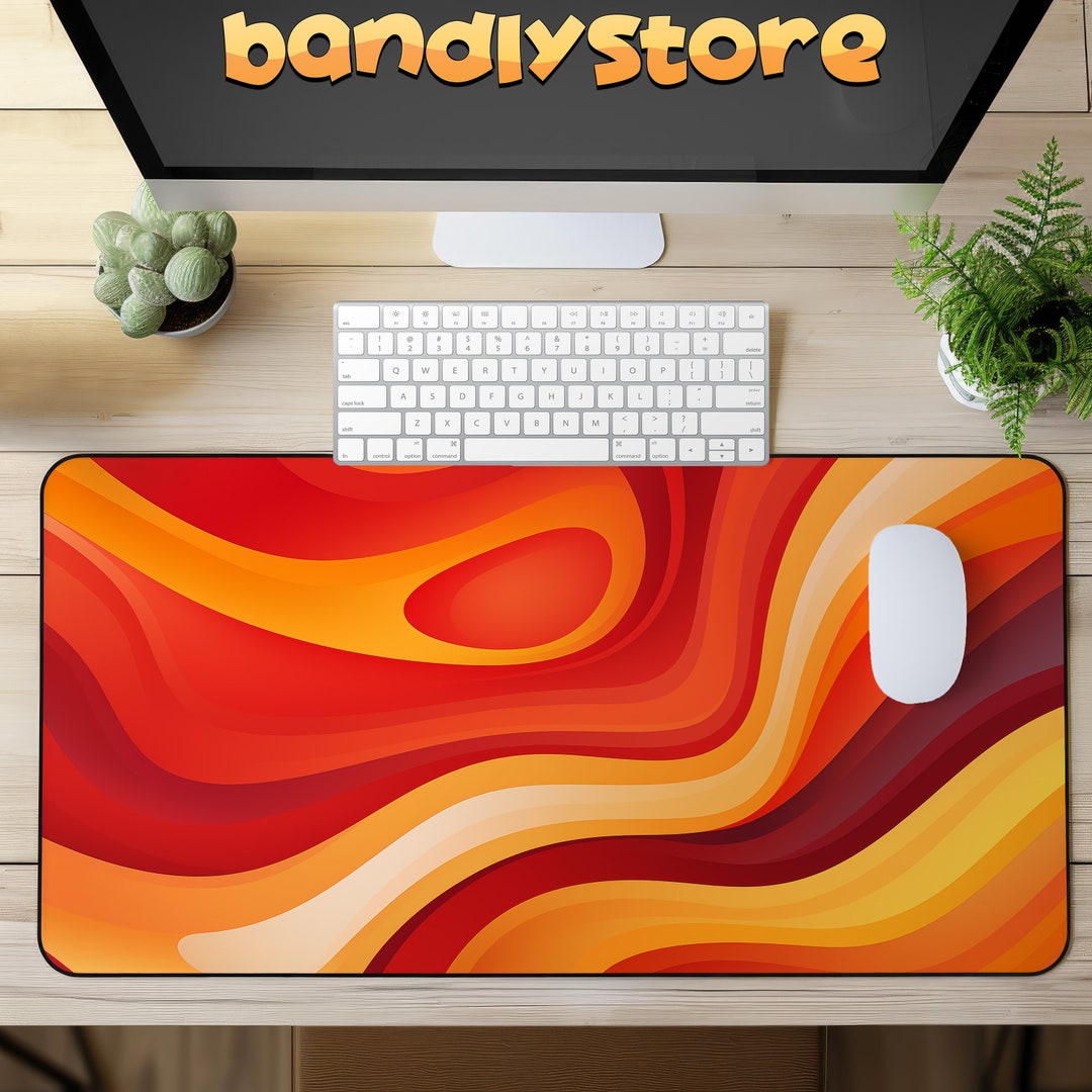 Abstract Orange Desk Mat | Red Desk Mat, Lava Desk Mat, Neoprene Gaming ...