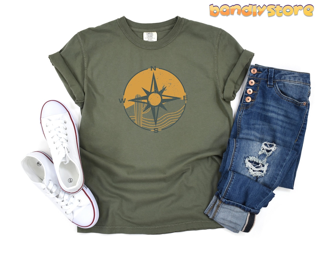 Comfort Colors® Retro Distressed Compass Tshirt Abstract Desert ...