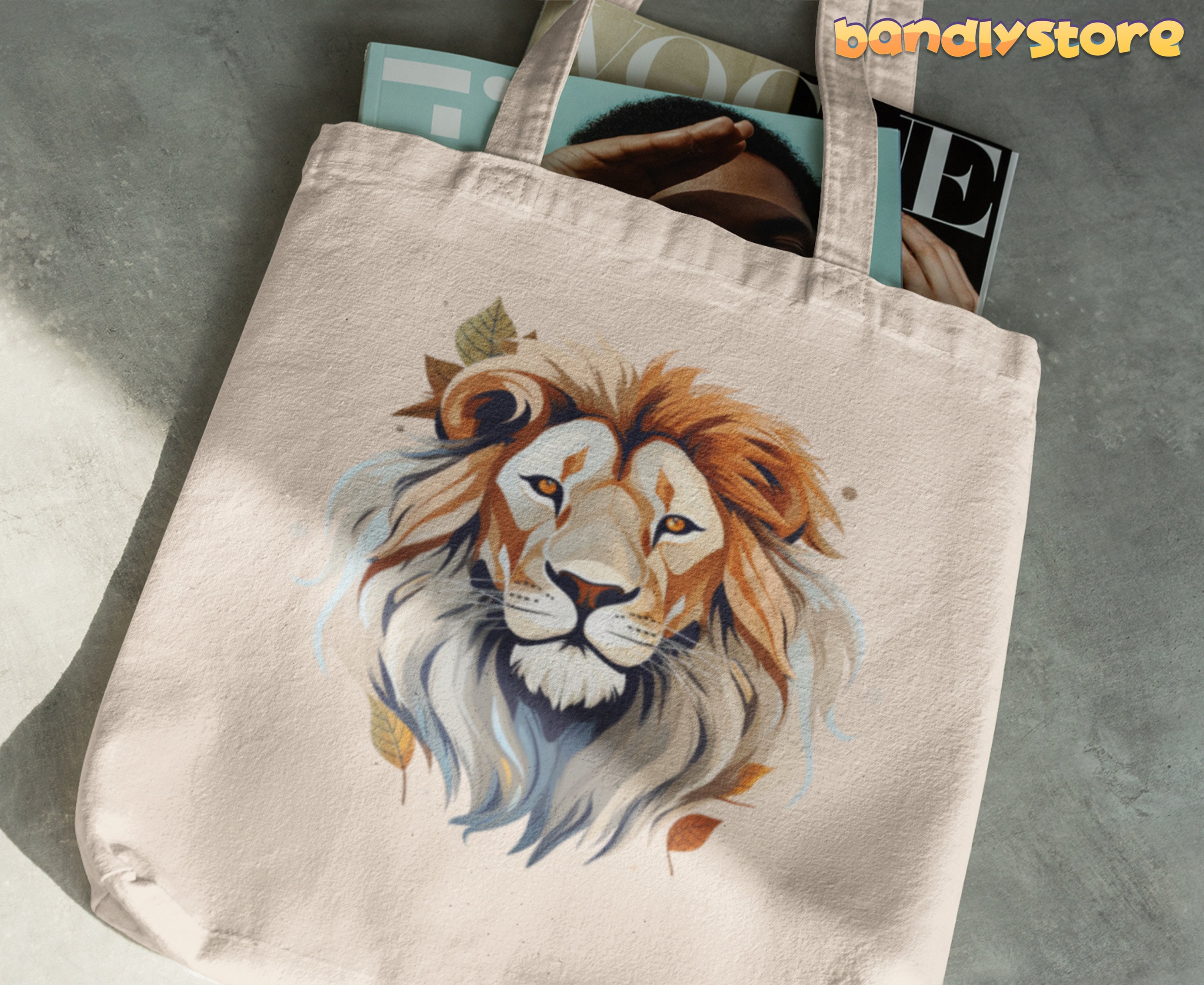 Majestic Lion Tote Bag Lion Tote Bag, Animal Tote Bag, Fall Boho Tote ...