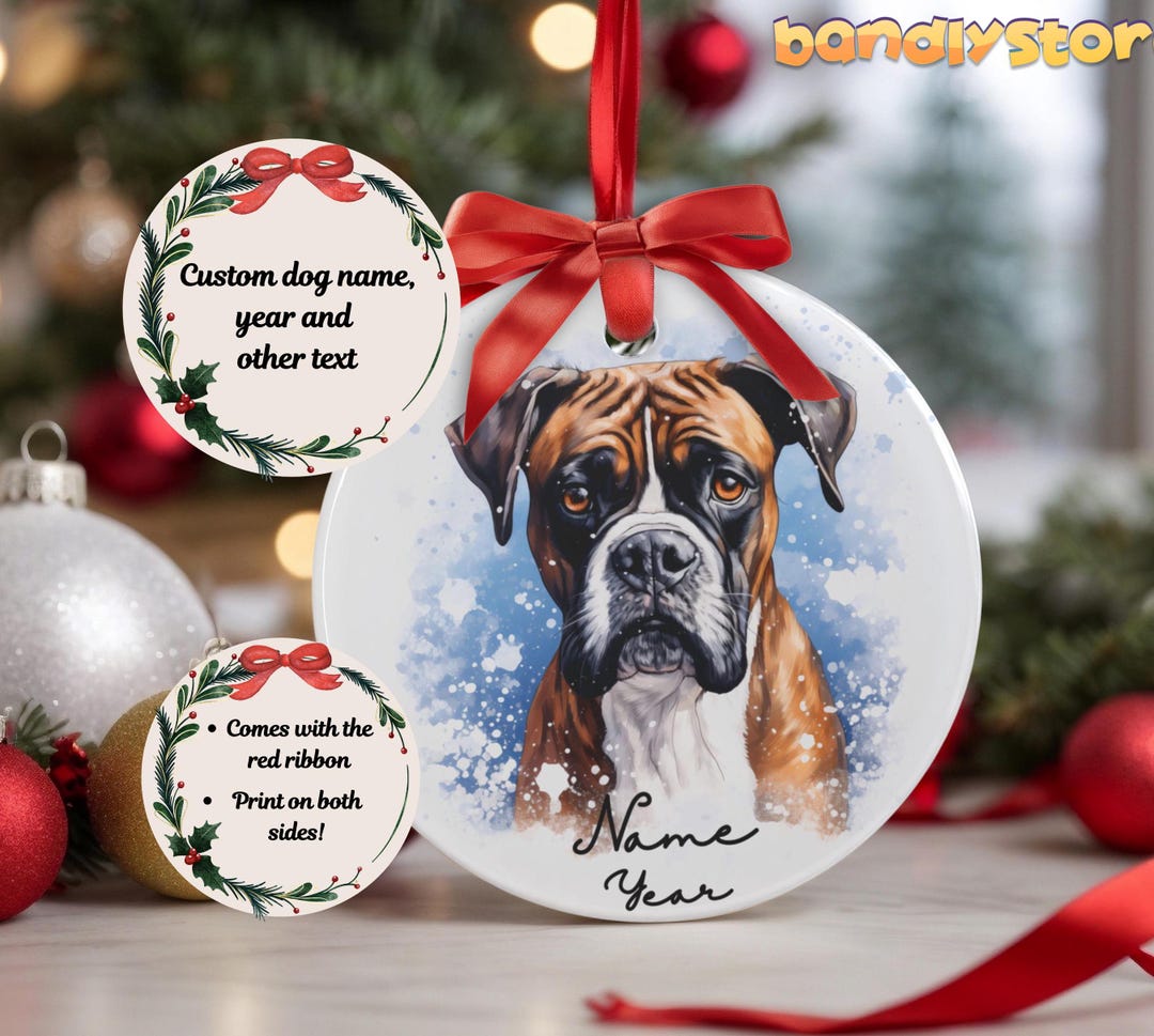 Personalized Boxer Dog Christmas Ornament: Custom Dog Name Acrylic ...