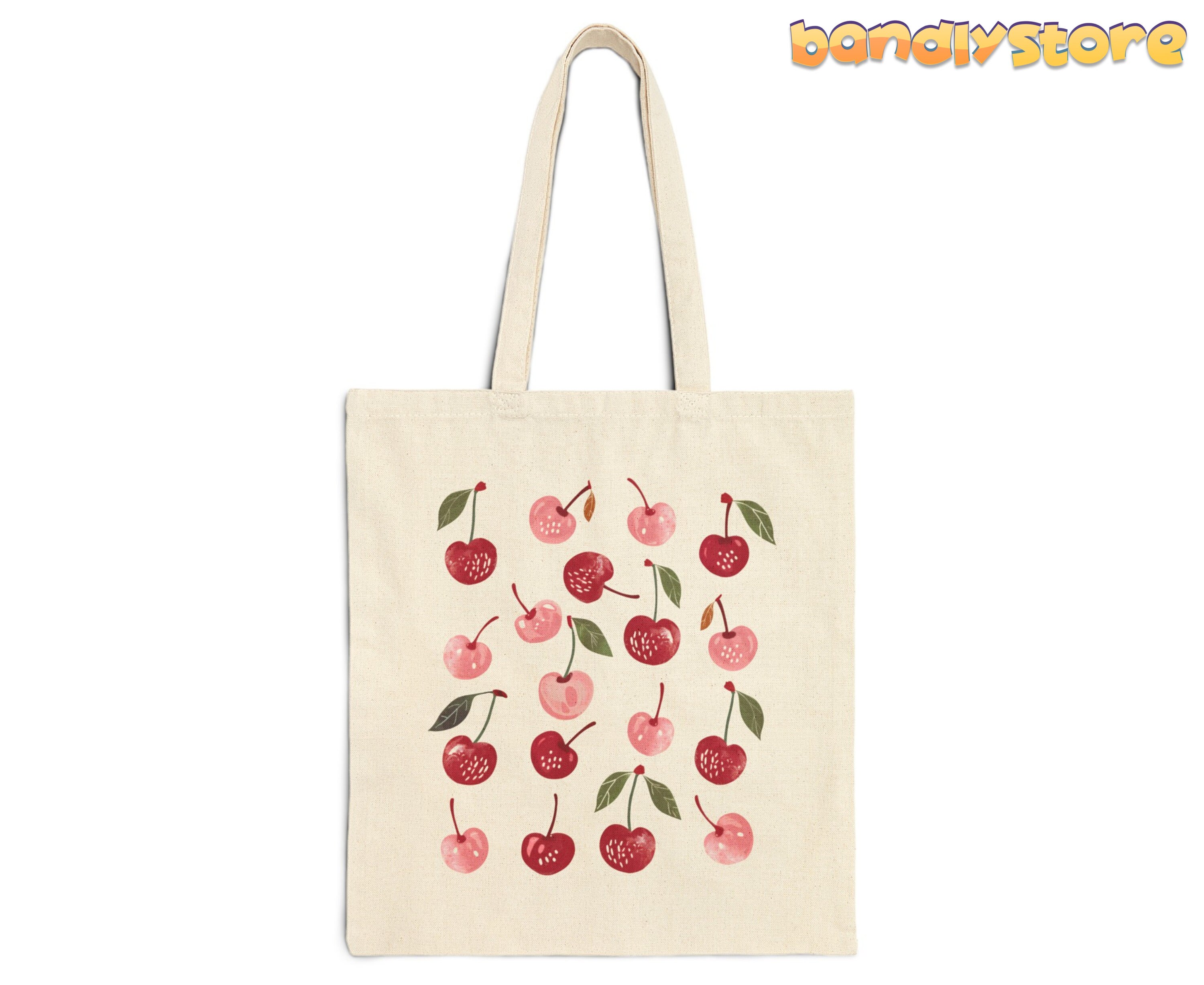Cute Cherry Tote Bag Cottagecore Tote Bag, Summer Cherry Canvas Tote ...
