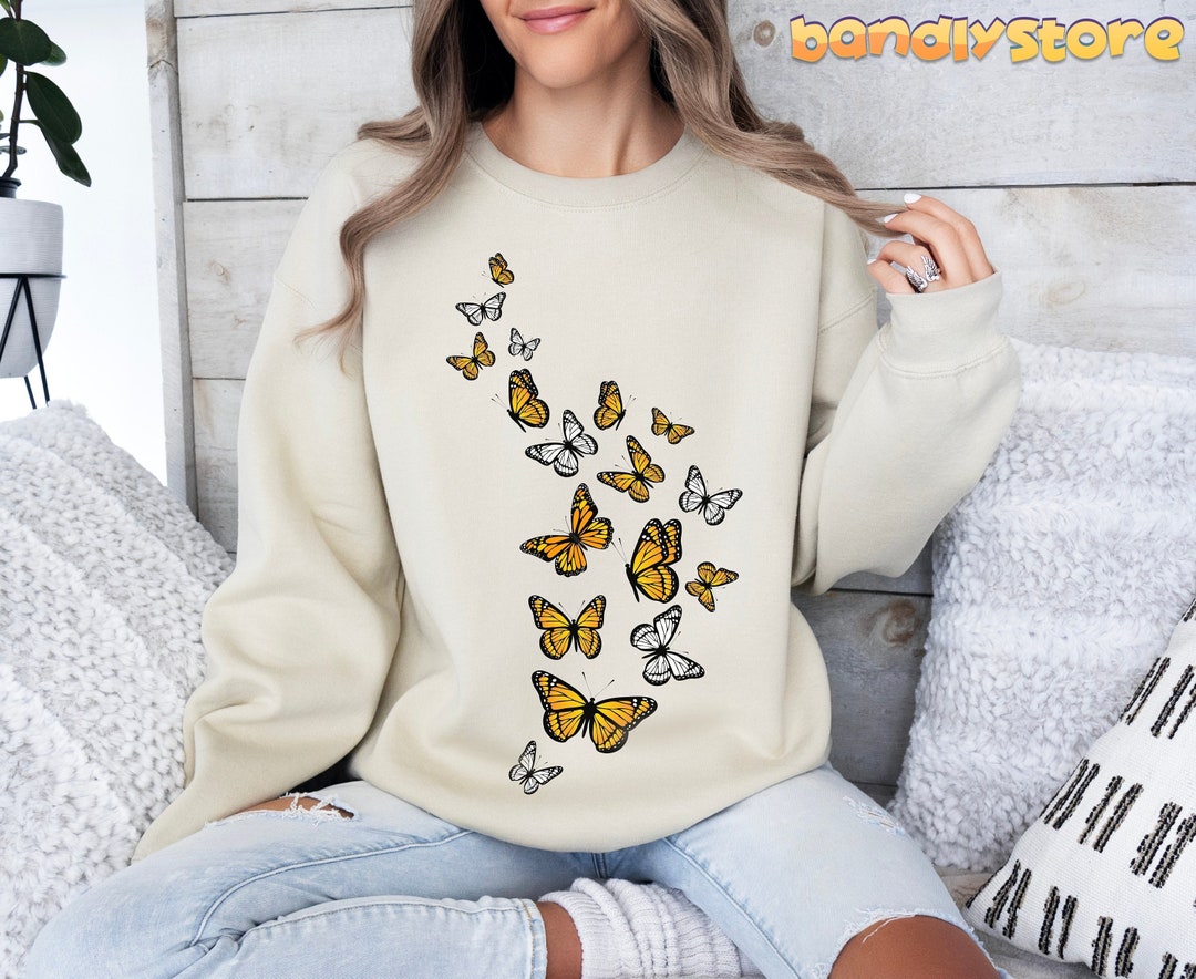 Monarch Butterfly Sweatshirt | Spring Cottagecore Sweatshirt, Butterfly ...