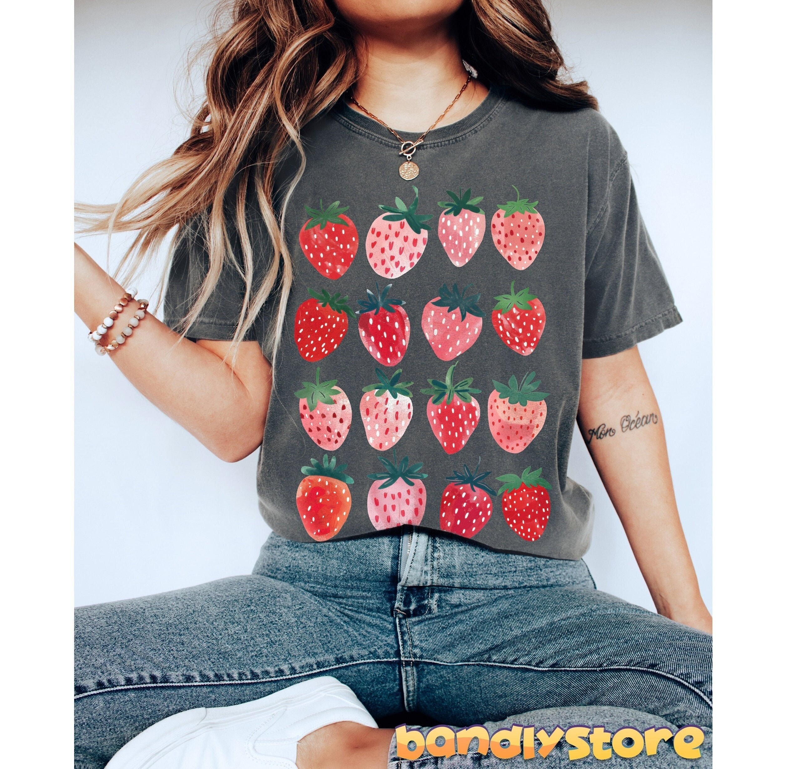 Cute Strawberry Tshirt Comfort Colors Summer Strawberry Shirt, Cottagecore Fruit Tshirt ...