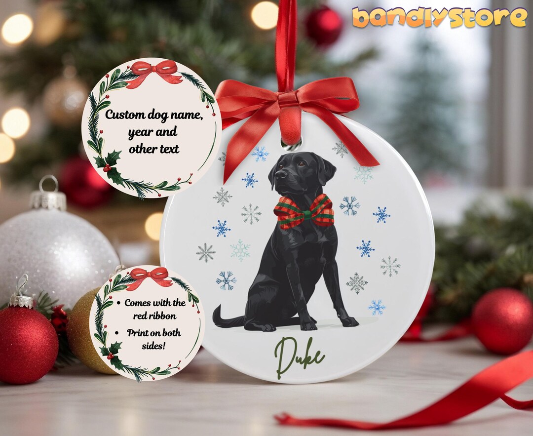 Personalized Black Labrador Christmas Ornament: Custom Black Lab ...