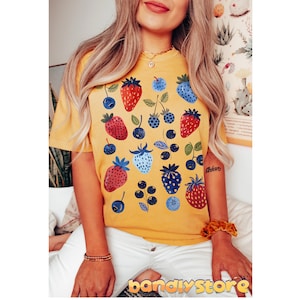 Cute Berry Tshirt | Comfort Colors Strawberry Shirt, Cottagecore Summer ...