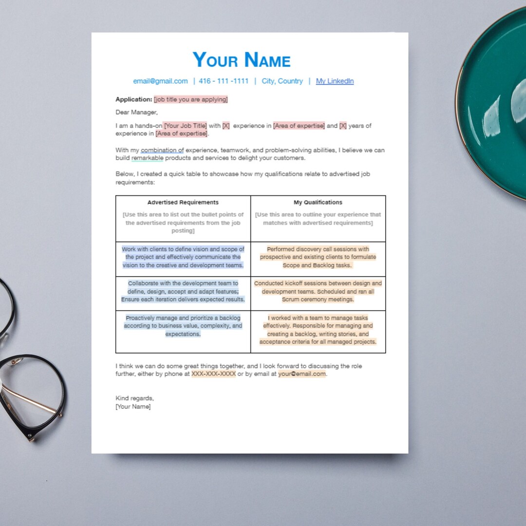 Modern Unique Cover Letter Template for Google Docs - Etsy