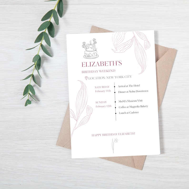 Birthday Weekend Itinerary Template Design Pack Editable Canva Template ...