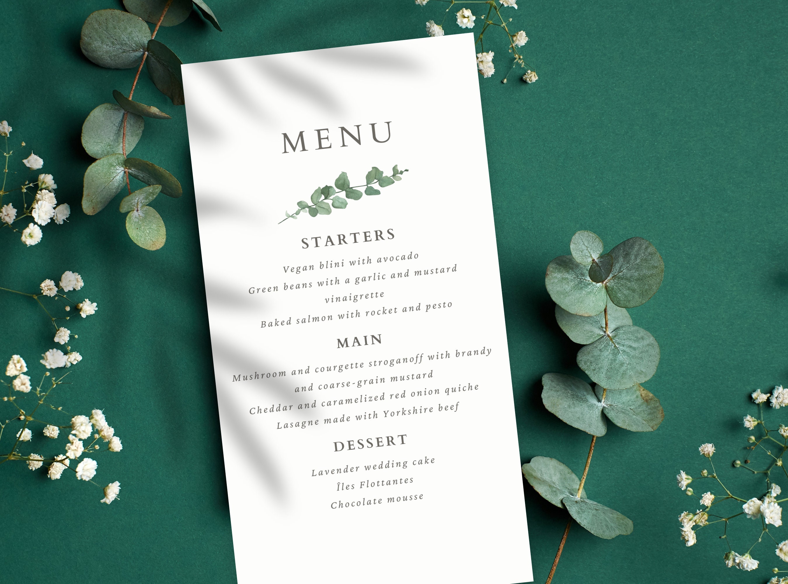 Classic Wedding Long Menu Card Template Customizable Canva Digital ...