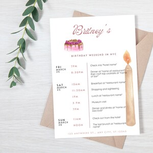 Elegant Birthday Weekend Itinerary Template Pack Editable Canva ...