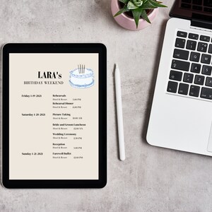 Birthday Cake Weekend Itinerary Template Canva Planner Digital Download ...