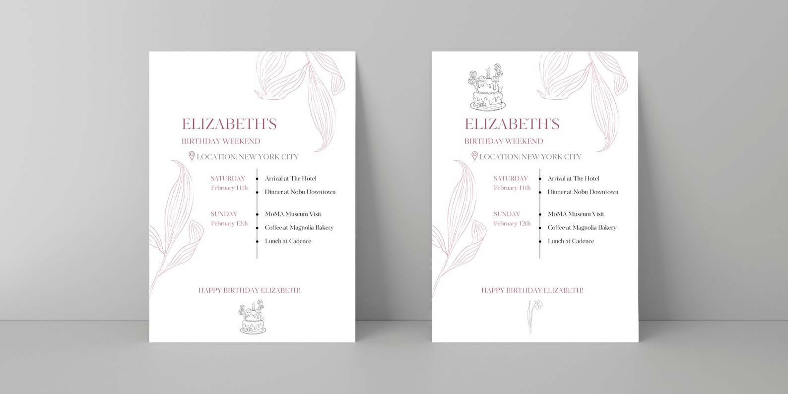 Birthday Weekend Itinerary Template Design Pack Editable Canva Template ...