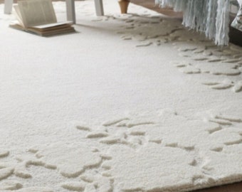 Modern Floral Design, Handmade Rug, Tuffted Carpet, Woolen Rugs, Living ...