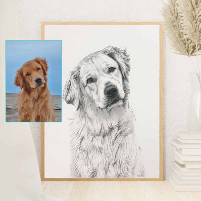 Custom Dog Portrait Sketch From Photo/picture for Digital Download ...