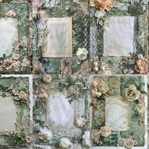 Green Floral Charm Junk Journal Scrapbook Writing Pages, Antique Lace ...
