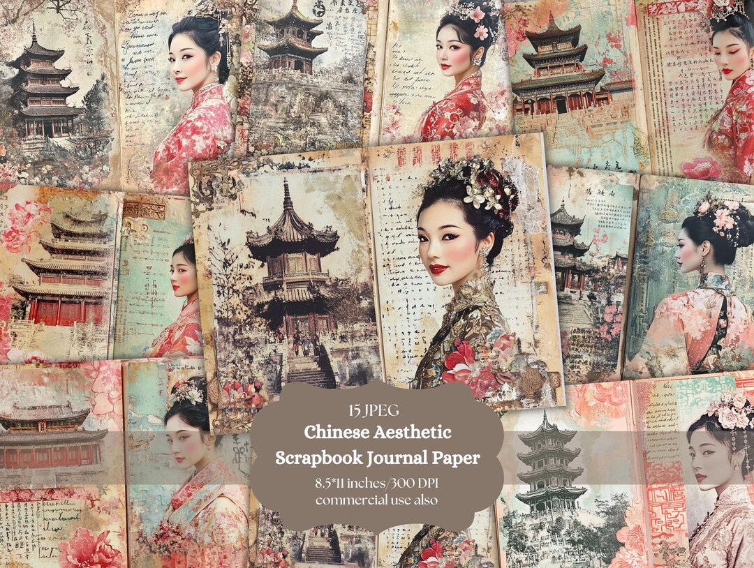 Vinatge Chinese Collage Junk Journal Kit Japanese Printable Pages ...