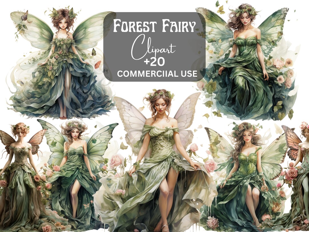 Forest Fairy Digital Clipart Pack Png Images, Commercial Use, Craft ...