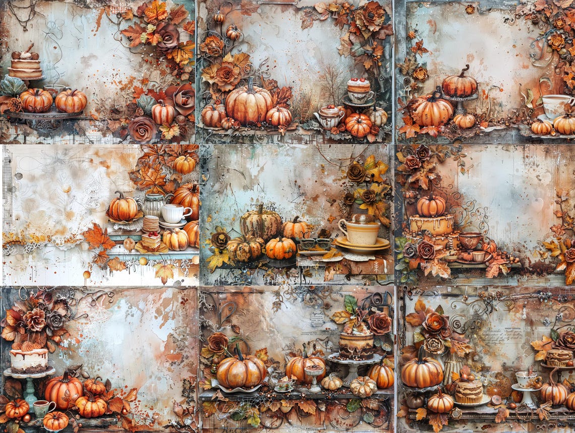 Rustic Autumn Junk Journal Pages, Digital Fall Scrapbook Paper ...