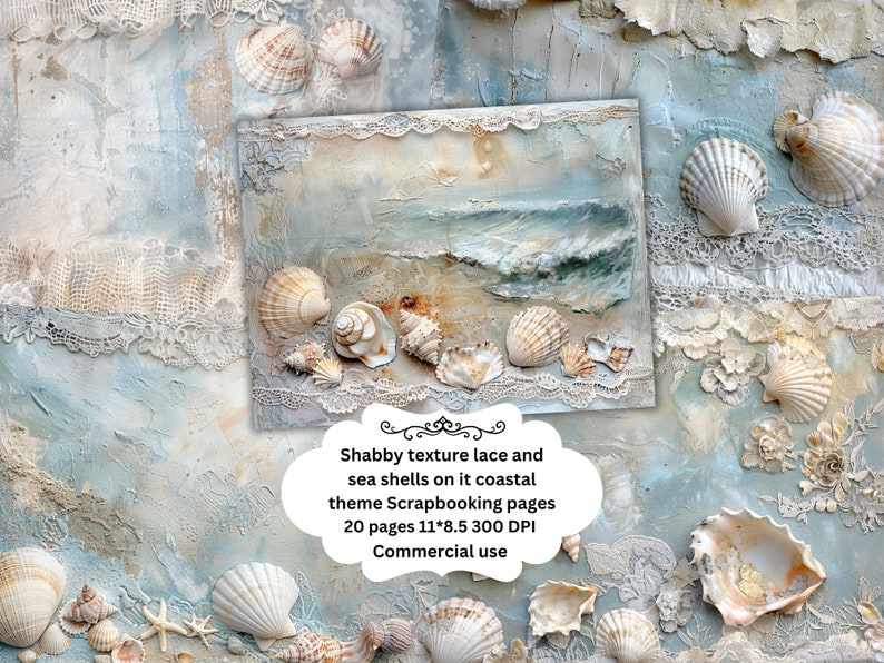 Coastal Shabby Beach Junk Journal Pages, Digital Scrapbook Paper Kit ...