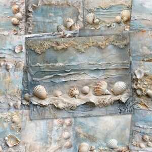 Coastal Shabby Beach Junk Journal Pages, Digital Scrapbook Paper Kit ...