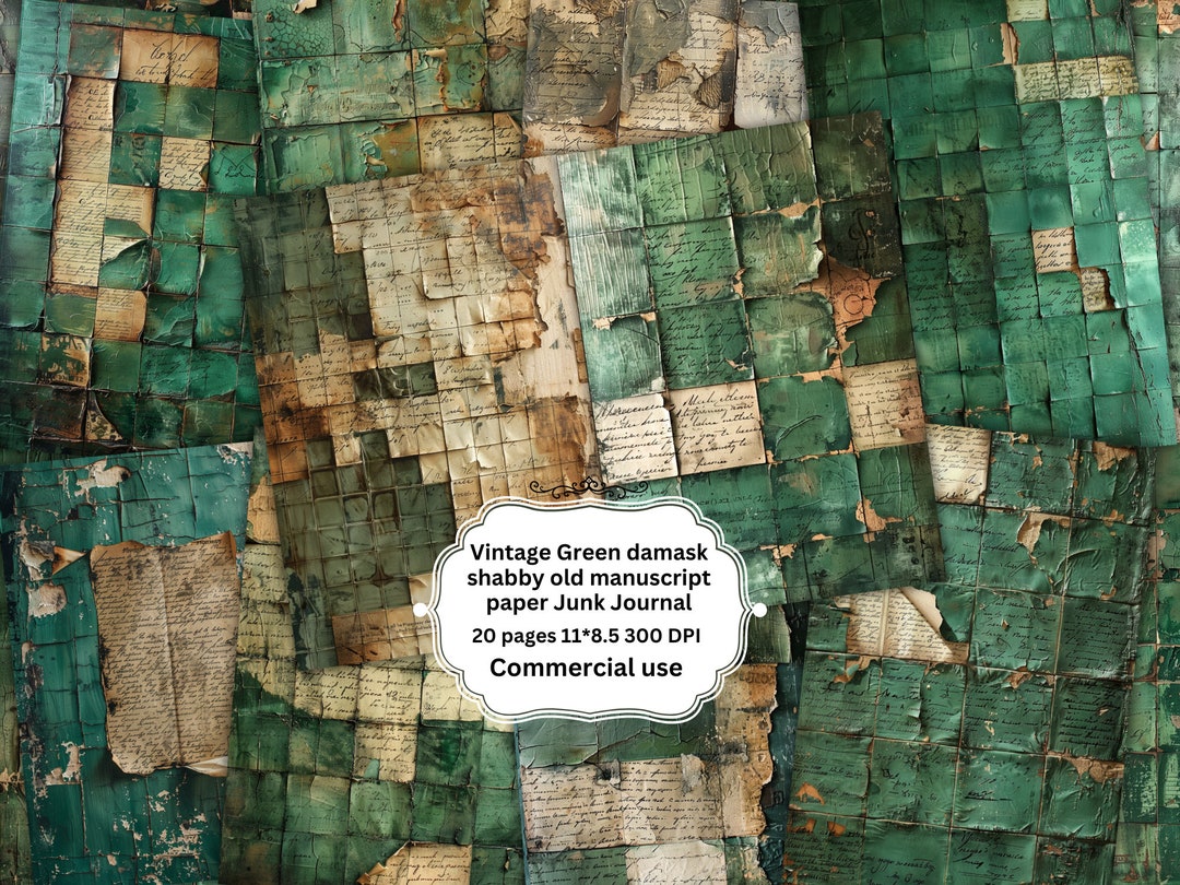 Distressed Green Journal Pages, Digital Junk Scrapbook Paper Kit ...