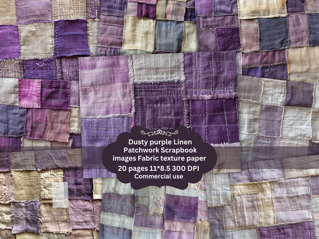 Purple Linen Fabric Texture Blue Dusty Pink Linen Patchwork Background ...