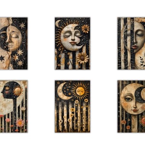 Whimsical Sun & Moon Junk Journal Pages, Digital Scrapbook Paper Kit ...