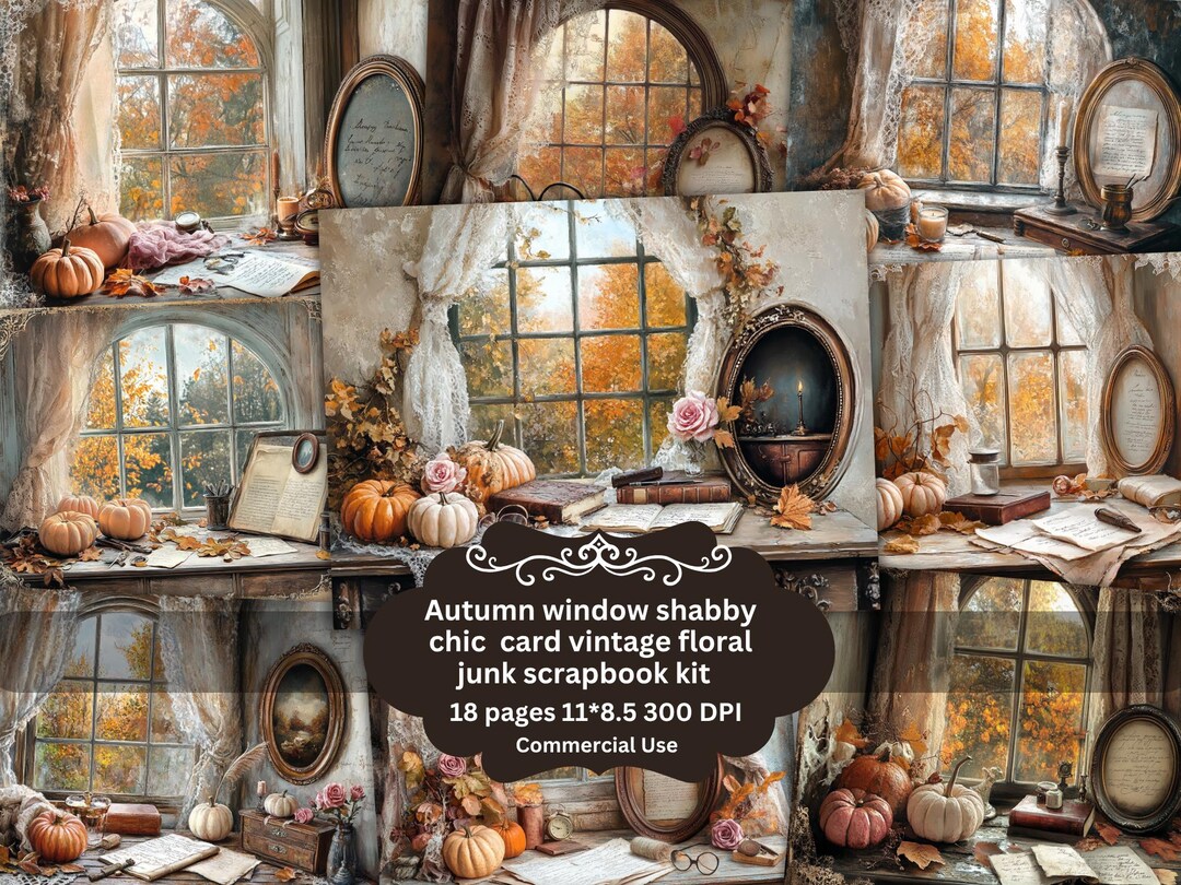 Autumn Cozy Corner Scrapbooking Style Paper , Interior Fall Landscape ...