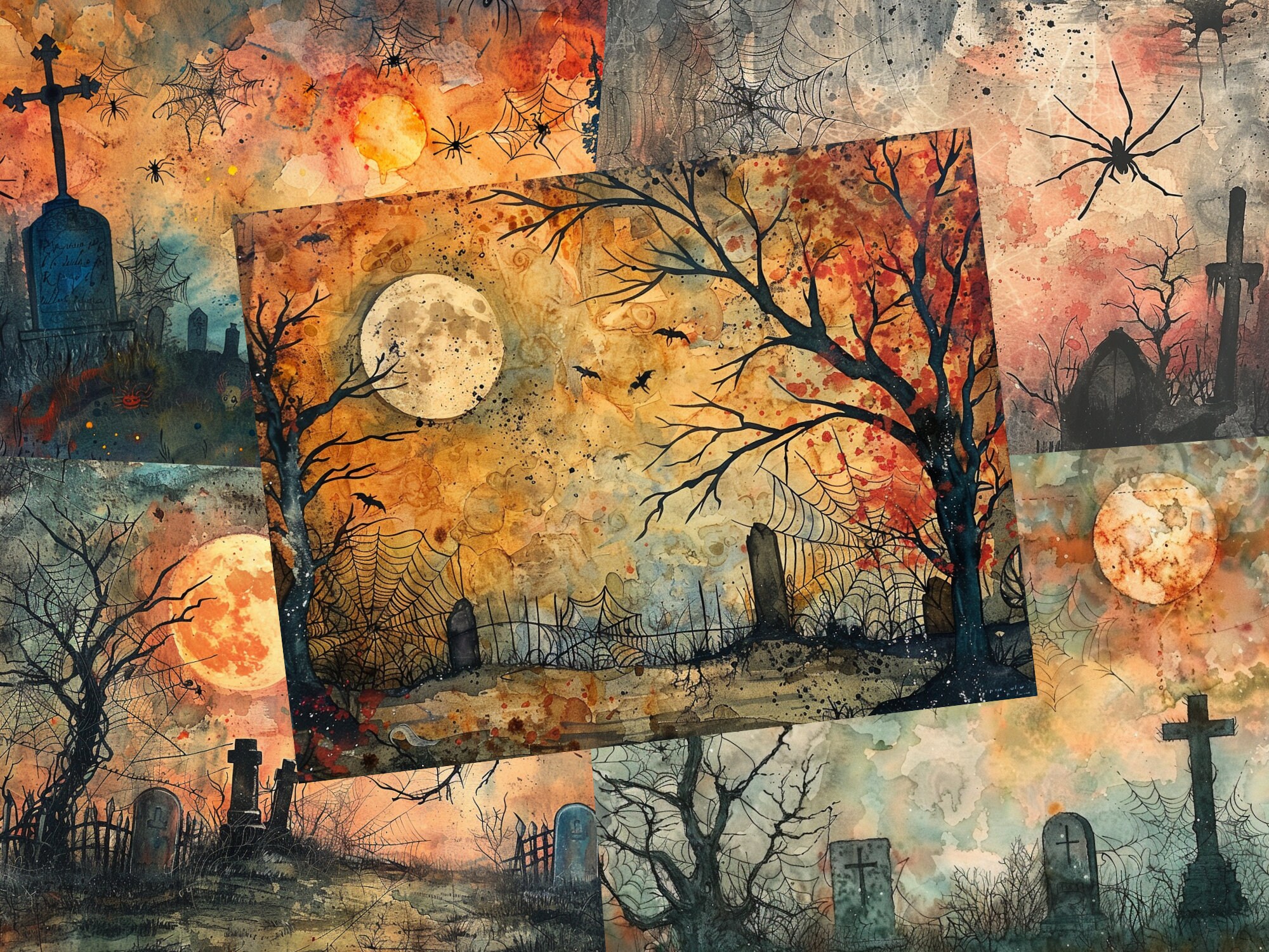 Haunted Graveyard Mansion Junk Journal Pages, Gothic House Scrapbook ...