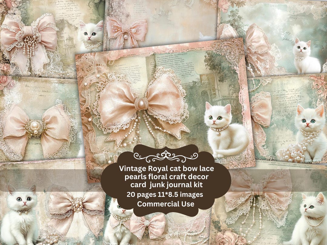 Vintage Royal Cat Junk Journal Ephemera: Shabby Chic Printable (digital ...