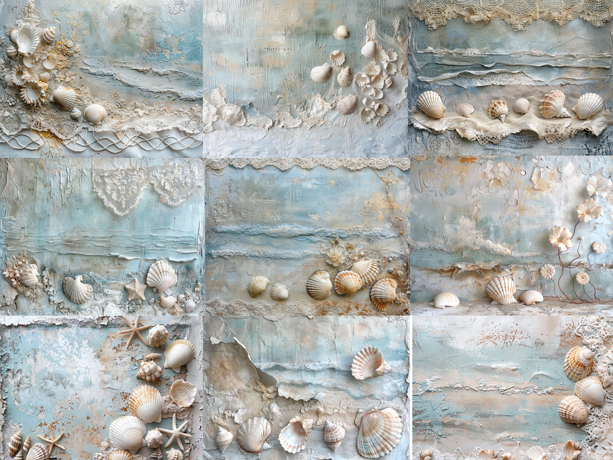 Coastal Shabby Beach Junk Journal Pages, Digital Scrapbook Paper Kit ...