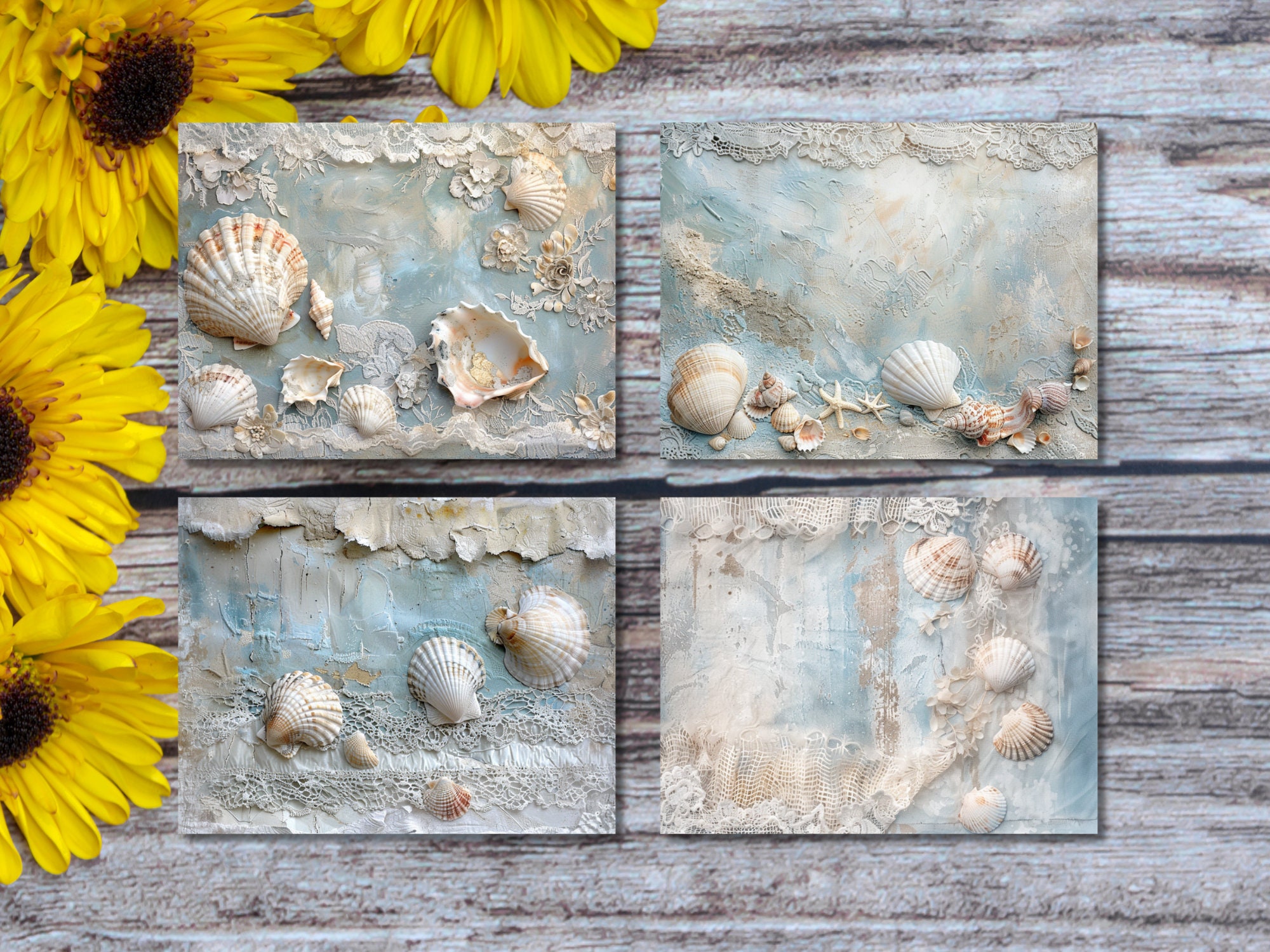 Coastal Shabby Beach Junk Journal Pages, Digital Scrapbook Paper Kit ...