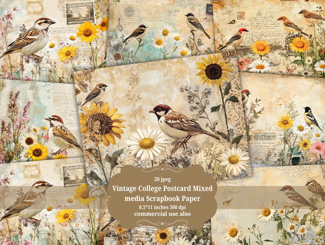 Vintage Bird Junk Journal Pages, Bird Ephemera, Scrapbook Printable ...