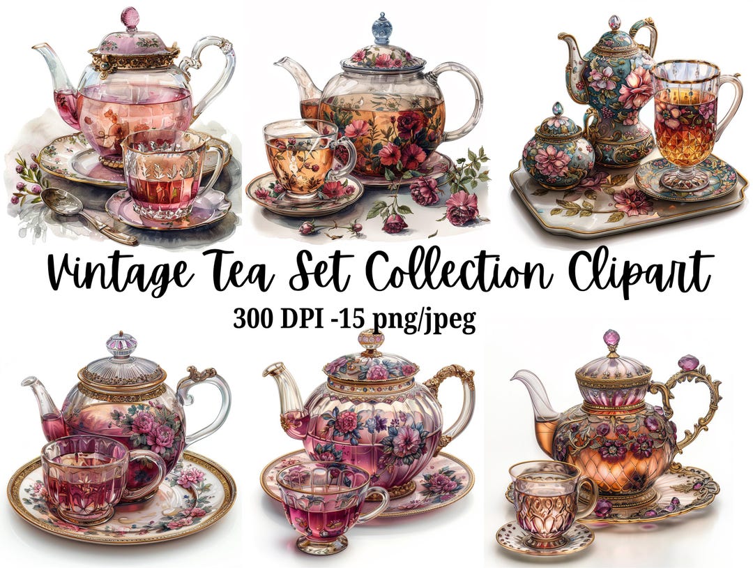 Tea Clipart Bundle Watercolor Teacup PNG Beautiful Herbology Clipart ...