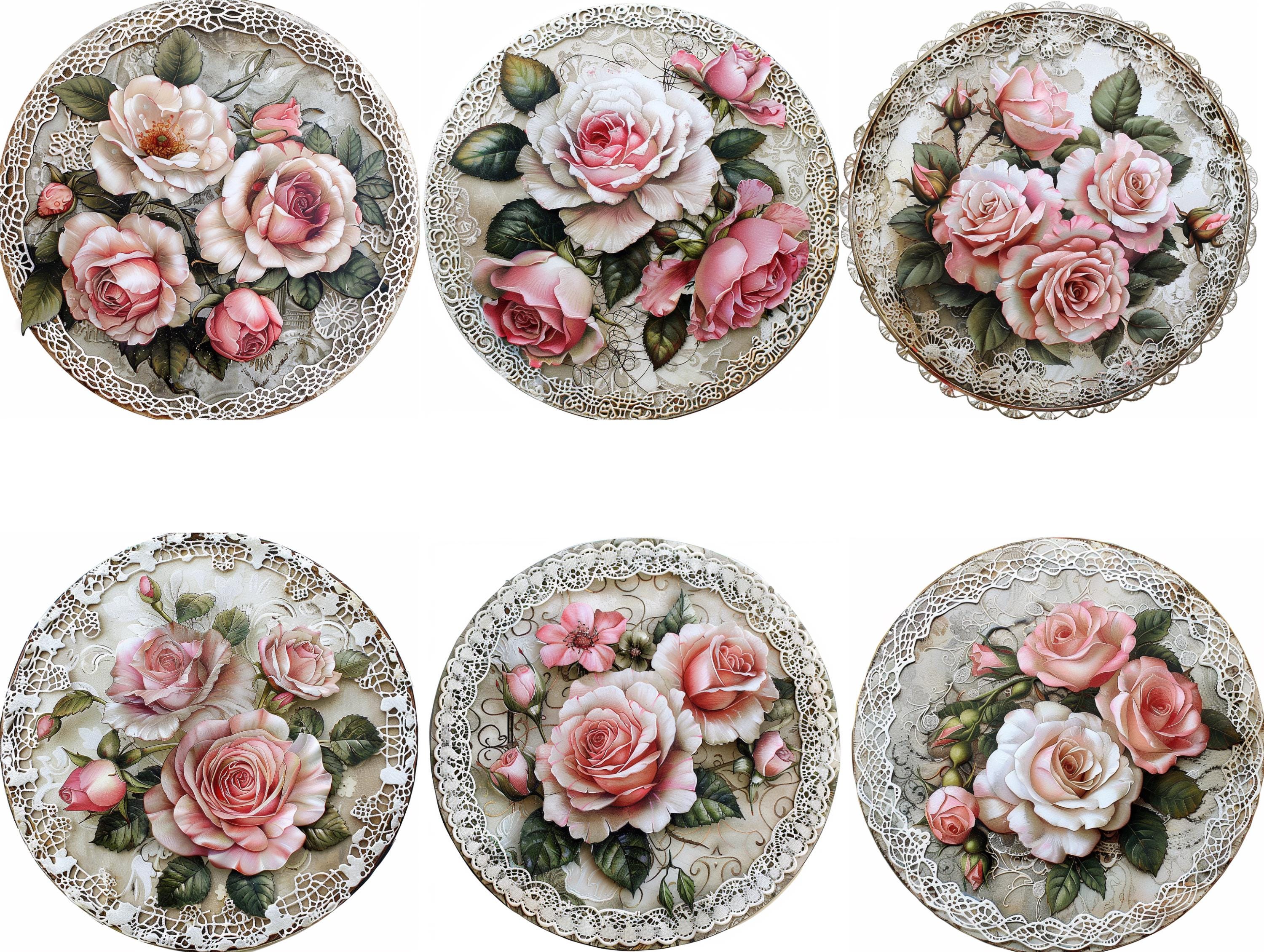 Circular Roses Lace Vintage Circular Clipart, Collection PNG Floral ...