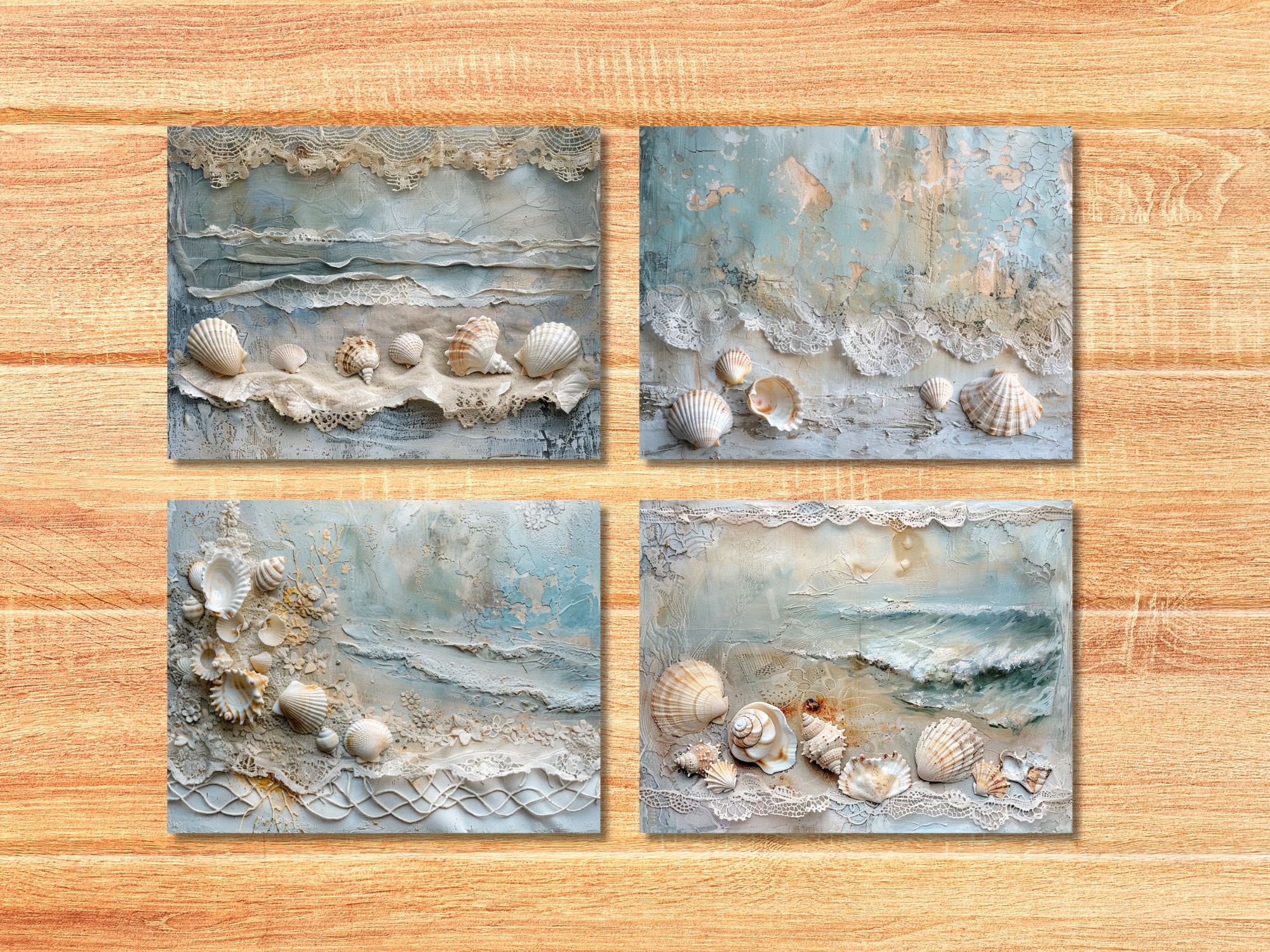 Coastal Shabby Beach Junk Journal Pages, Digital Scrapbook Paper Kit ...
