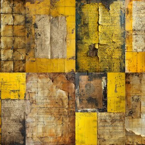 Distressed Yellow Journal Pages, Digital Junk Scrapbook Paper Kit ...